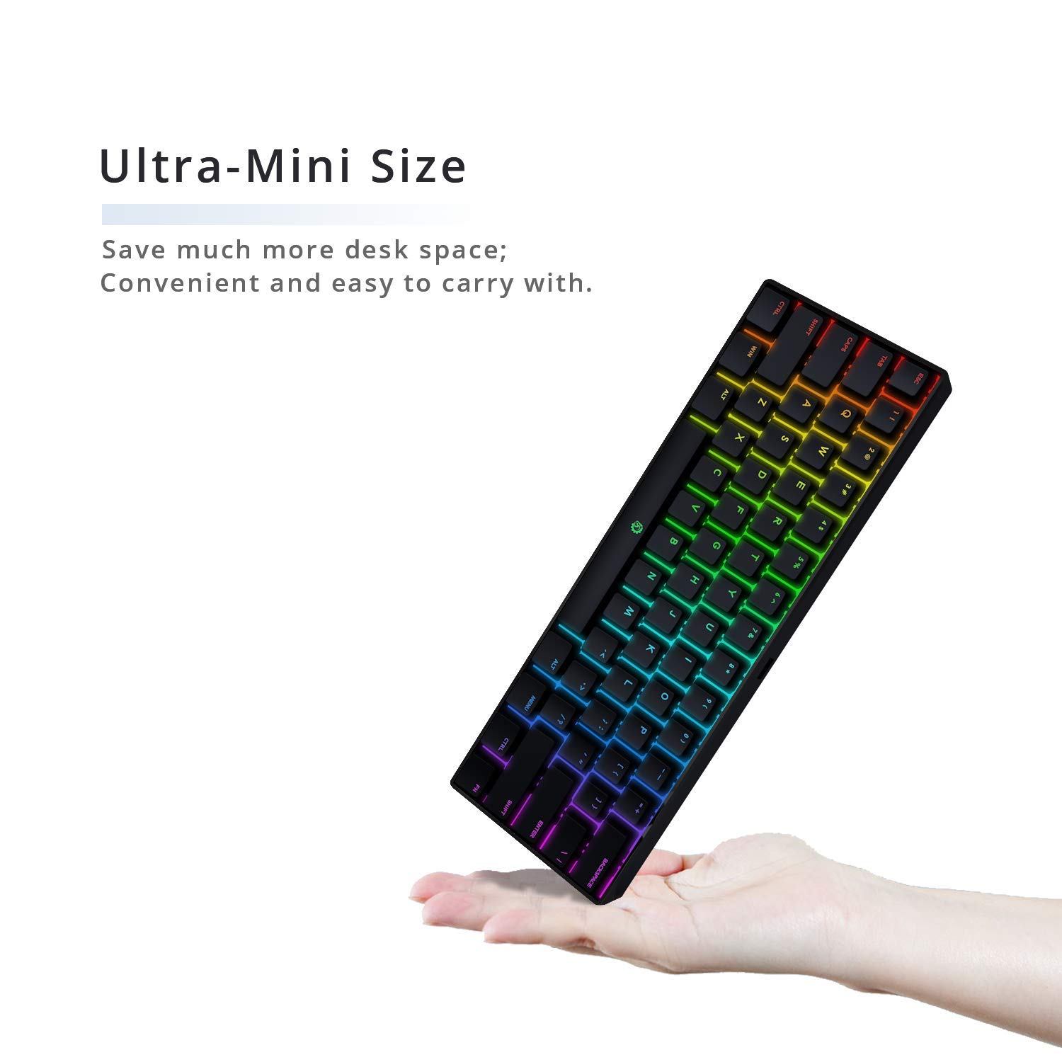 DREVO Seer MAX 60% Triple Mode Wireless Bluetooth 5.1/2.4G/ USB-C RGB Backlit Mechanical Keyboard, Ultra Compact Gateron Switch Brown Switch, Black