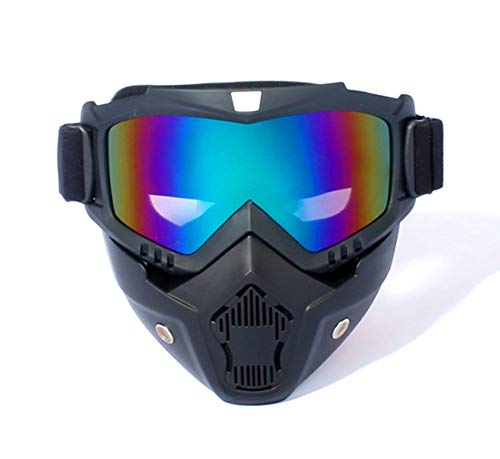 DPLUS Motorcycle Goggles Dirt Bike ATV Motocross Anti-UV Adjustable Riding Offroad Protective Combat Tactical Military Spooky Decor Skull Goggles for Men Women Kids Youth Adult (Colorful)