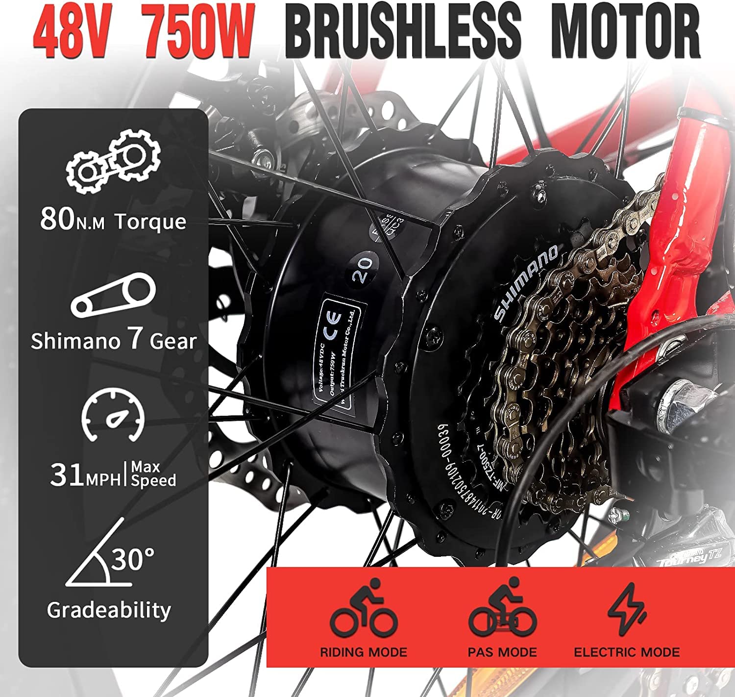 Electric Bike for Adults Foldable,Fucare 750W Motor 30mph Max Speed,48V 15Ah Removable Battery