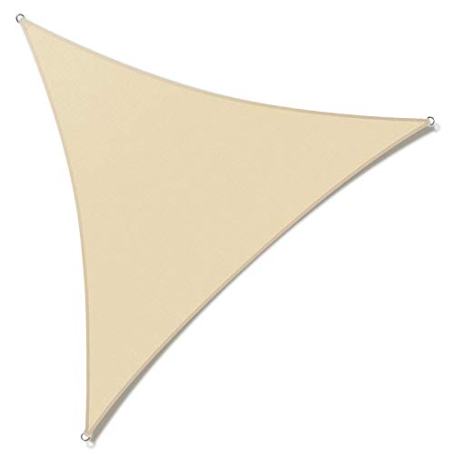 ShadeMart 8' x 8' x 8' Beige Triangle Sun Shade Sail Canopy smTAPT08 Fabric Cloth Screen, Water Air Permeable & UV Resistant, Heavy Duty, Carport Patio Outdoor - (We Customize Size)