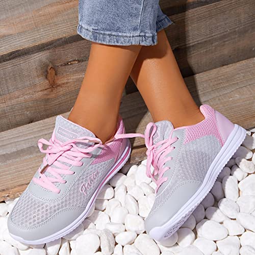 FASDNENDYS for Women's Breathable On Slip Casual Fashion Mesh Shoes Women's Work Out Shoe Pink