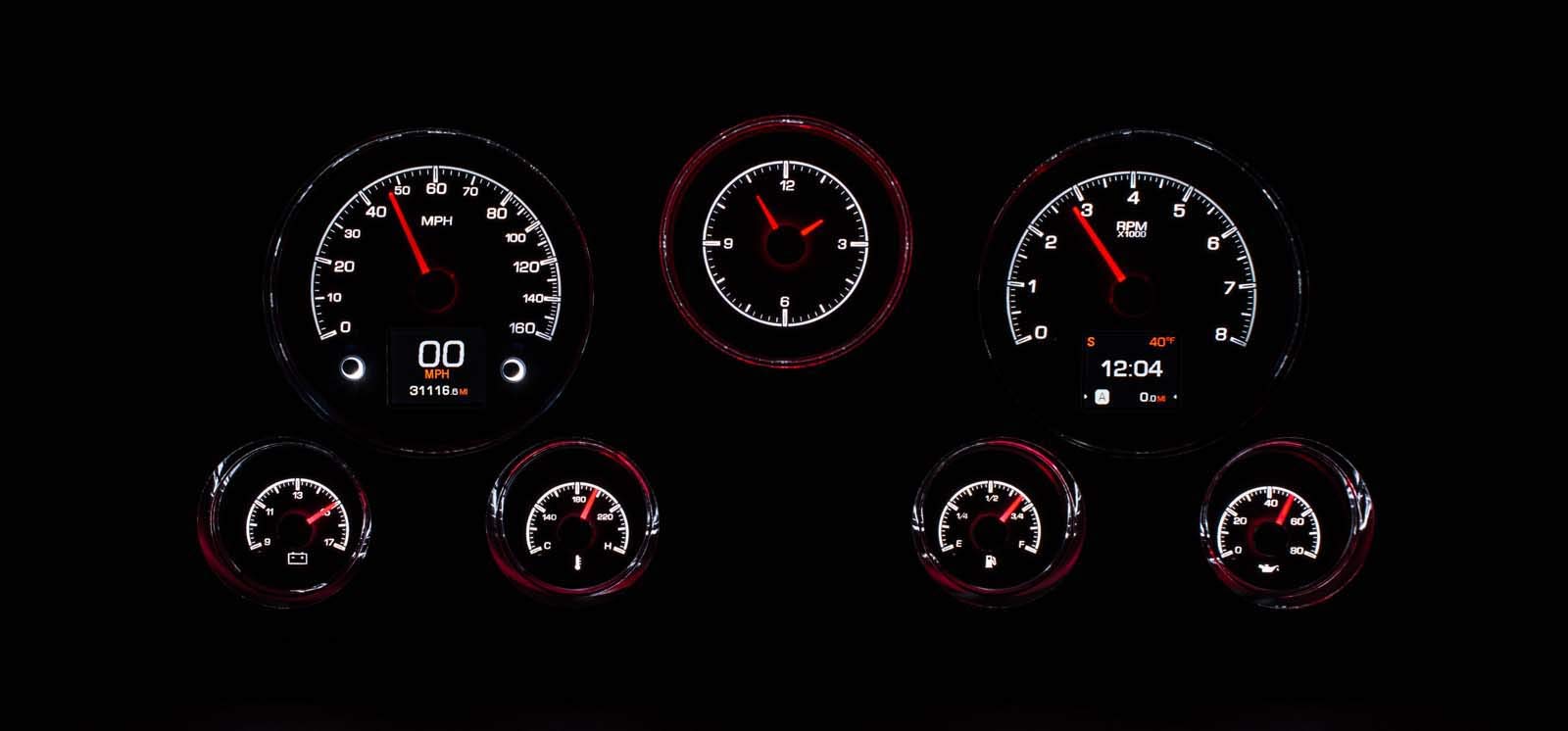 Dakota Digital 67-72 Chevy Pickup Customizable Gauge System Silver Alloy HDX-67C-PU-S
