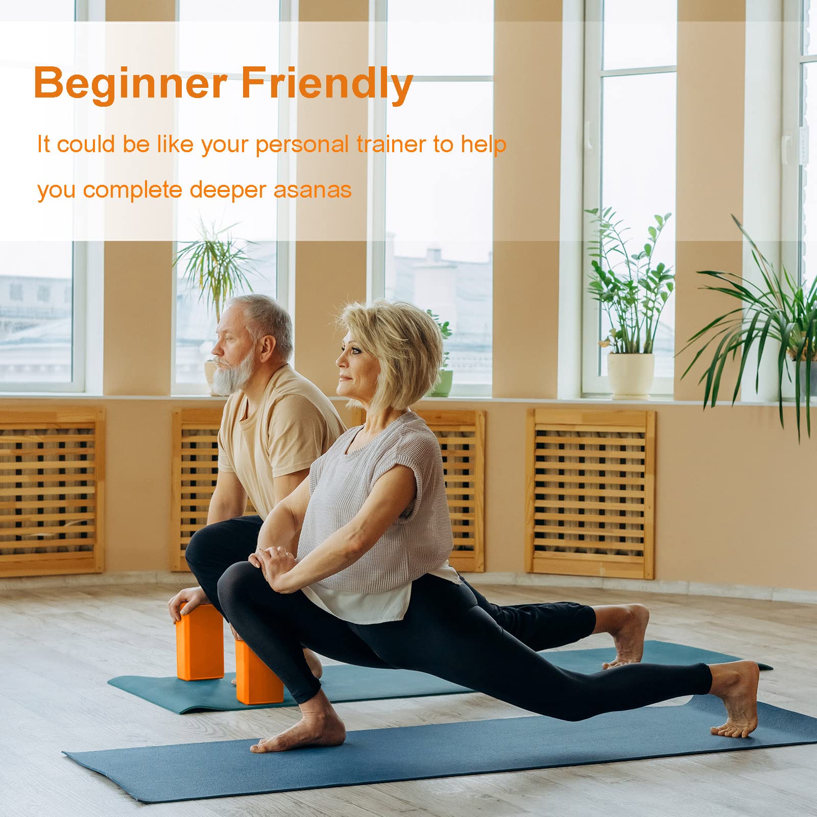ENJIOKATE Yoga Block(Pack of 2), Comfortable to Touch, Suitable for Yoga, Pilates and Outdoor Exercises, Help Beginner Learn Asanas (Orange)