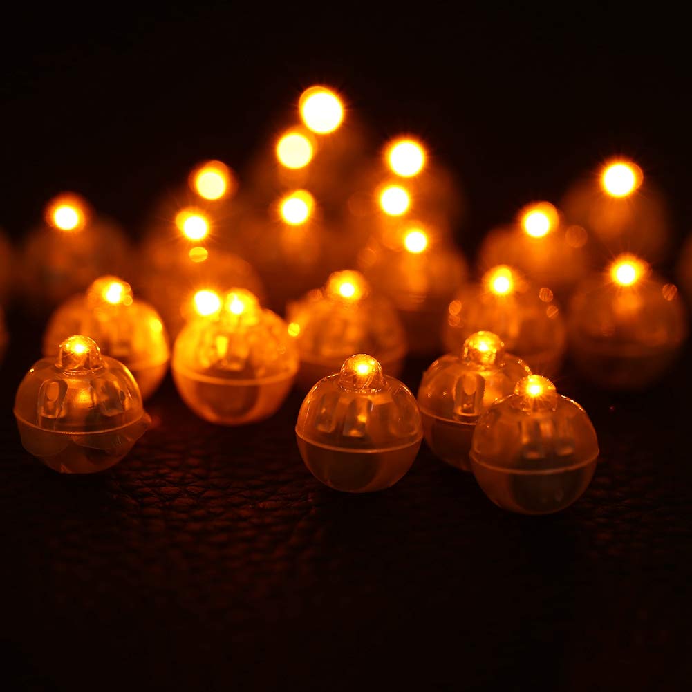 Duokon 100Pcs/lot Round Led Ball Lamps Balloon Lights Lern Christmas Wedding Party Decor (Yellow)