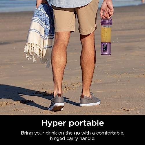 Ninja BC151PR Blast Portable Blender, Cordless, 18oz. Vessel, Personal Blender-for Shakes & Smoothies, BPA Free, Leakproof Lid & Sip Spout, USB-C Rechargeable, Dishwasher Safe Parts, Passion Fruit