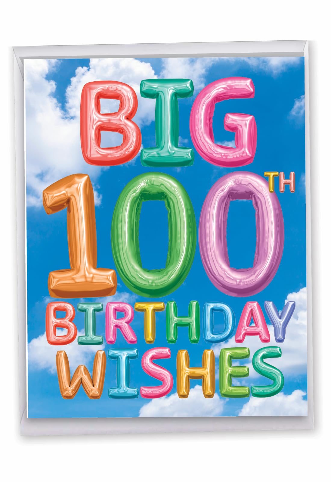 The Best Card Company - 100th Birthday Card with Envelope (8.5 x 11 Inch) - 100 Years Old, Big Stationery Birthday Greeting- Inflated Messages Milestones 100 (Not Actual Balloons) J5651HMBG-US
