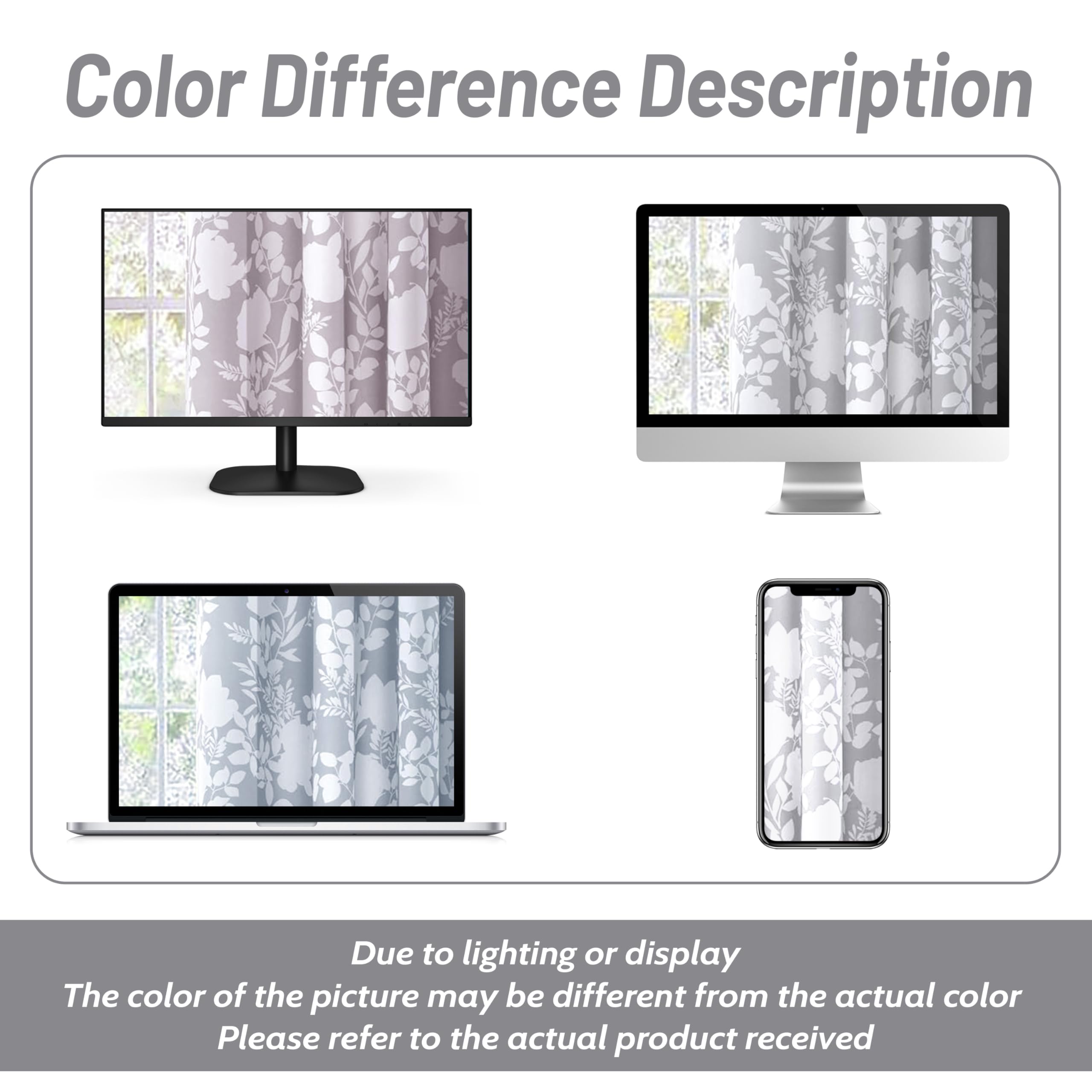 DriftAway Floral Delight Botanic Pattern Room Darkening Thermal Insulated Grommet Unlined Window Curtains Set of 2 Panels Each 52 Inch by 84 Inch Gray