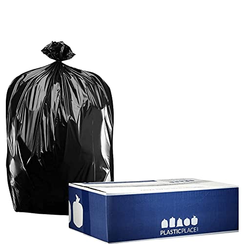 Plasticplace 55-60 Gallon Trash Bags, 1.2 Mil‚ Black Heavy Duty Garbage Can Liners‚ 38” x 58” (50 Count)