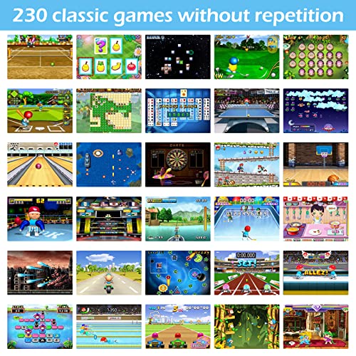 TaddToy 16 Bit Handheld Game Console for Kids Adults, 3.0'' Large Screen Preloaded 230 HD Classic Retro Video Games with USB Rechargeable Battery & 3 Game Cartridges for Birthday Gift for Kids 4-12