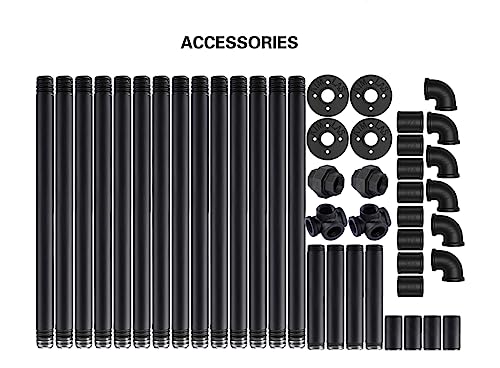 Mdjwjj Industrial Pipe Clothing Rack Free Standing,Vintage Commercial Grade Pipe Garment Racks with 4 Stable Feet for Hanging Clothes Retail Display,Black