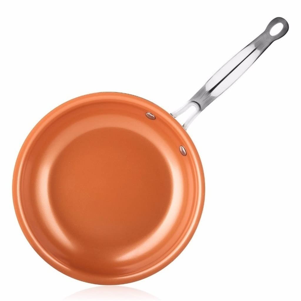 DHTDVD Non-Stick Skillet Copper Frying Pan with Ceramic Coating Induction Cooking Frying Pan Oven Dishwasher Saucepan (Color : D, Size : 12in)