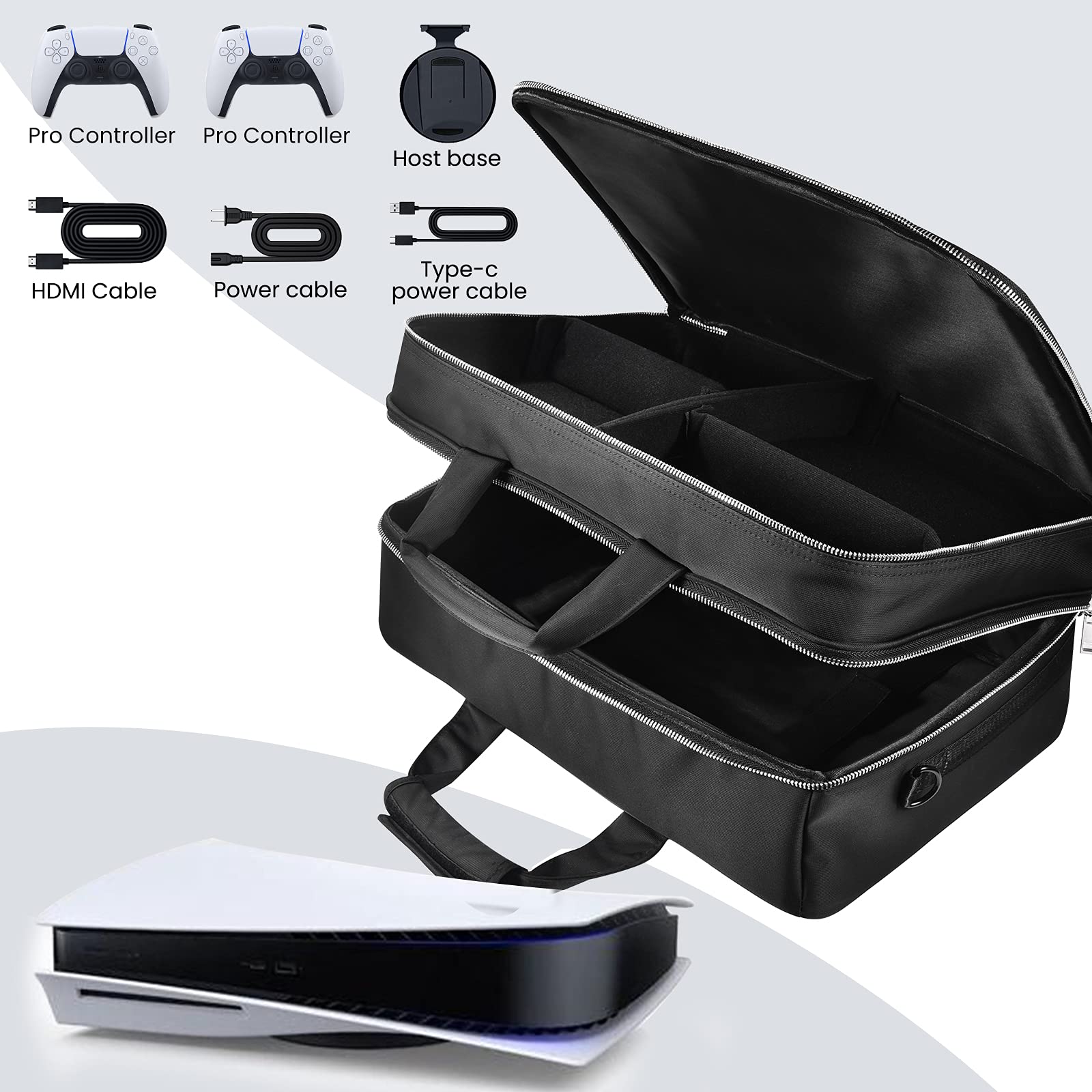 Diocall Travel Case Compatible with PS5, Protective Carry Bag for Playstation 5, DualSense Wireless Controller and Accessories