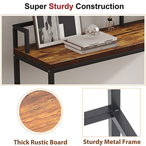 Yusong 47" Long Sofa Table, Narrow Console Table Behind Couch, Tall Bar Tables Enterway Table, Small Skinny Foyer Table for Living Room Home Office Bar, Rustic Brown