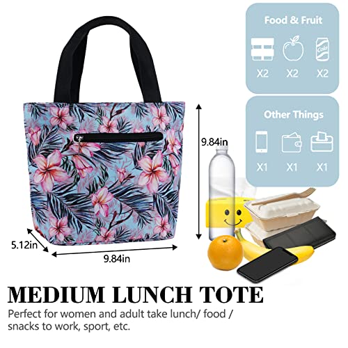 MOV COMPRA Lunch Bag Women Tote Organizer Bag Insulated Lunch Cooler Bag with Removable Zipper Handbag for Work Travel Picnic(Pink Flower)