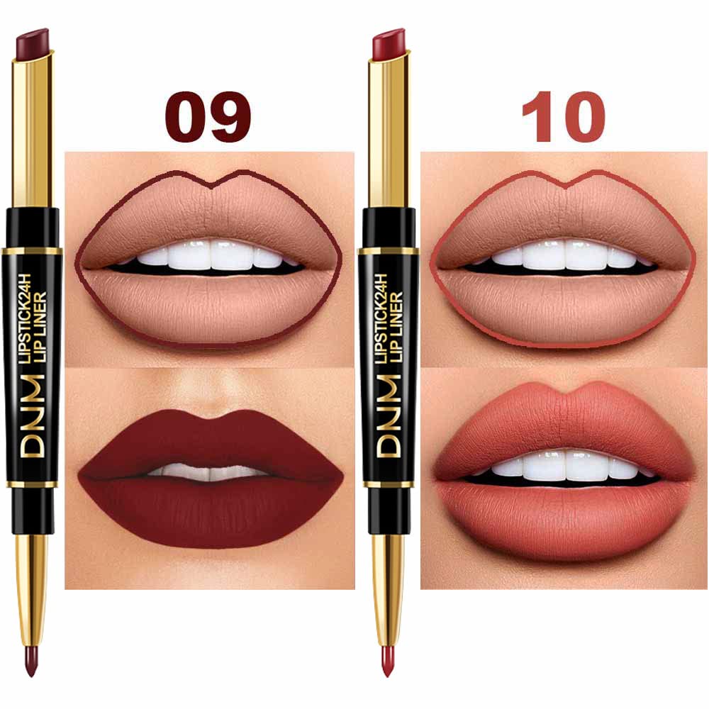 evpct 6Pcs Waterproof Lip Liner and with Lipstick Set Kit Last All Day DNM Chestnut Nude Dark Brown Matte Red 24 Hour long lasting 24 pen labiales mate 24 horas originales
