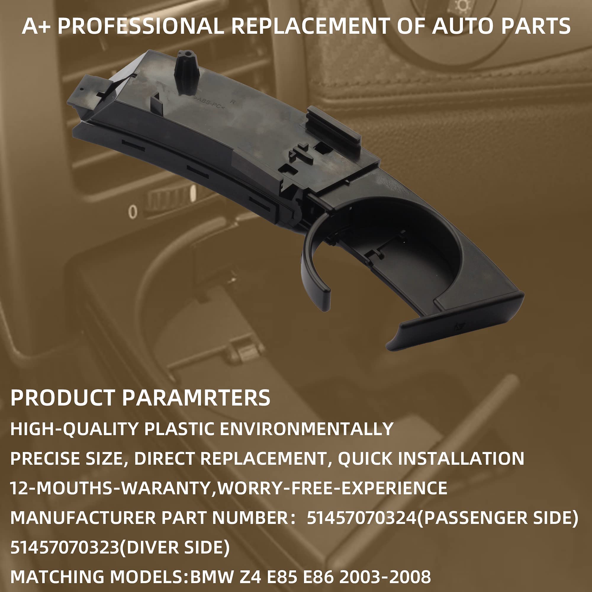 Dasbecan Dashboard Right Passenger Side Cup Holder Replacement Compatible with BMW Z4 E85 E86 2003-2008 Replaces# 51457070324