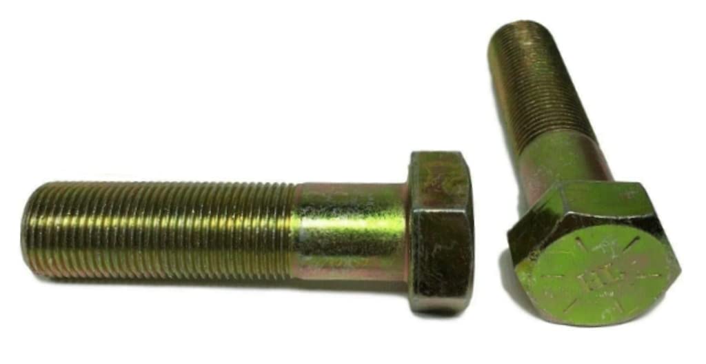 Hex Bolt Cap Screw Fine Thread Grade 8 Yellow Zinc Plated 5/16-24 x 1-3/4" (PT) - JFU1210 | #YY33DL (100 Pcs)