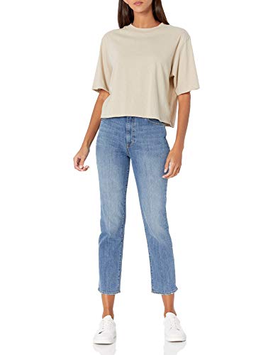 The Drop Women's Sydney Short-sleeve Cropped Crew Neck T-shirt, Sand, L