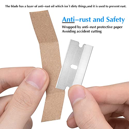 JIKIOU 200PCS Single Edge Razor Blades, Industrial Scraper Razor Blades, One Edge Razor Blade, Replacement Box Cutter Blades, Suitable for Removing Labels, Decals, Stickers