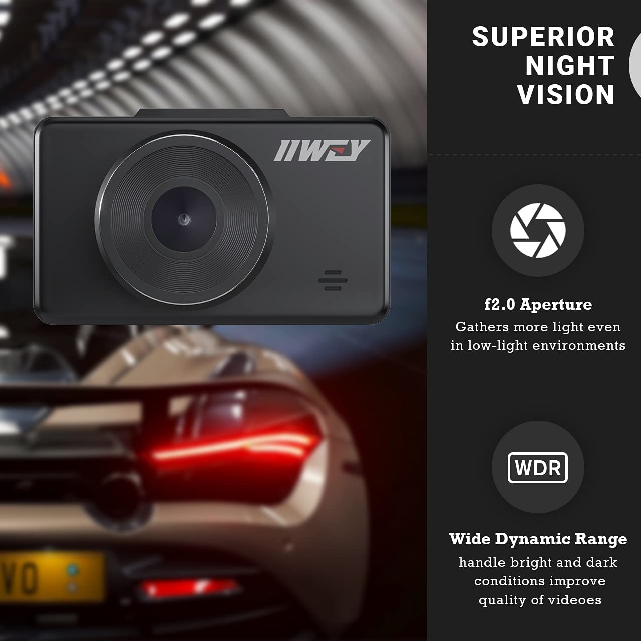 Dash Cam Front and Rear iiwey FHD 1080P Dual Dash Camera for Cars with 32GB SD Card, 3¡± LCD Screen Dashboard Camera