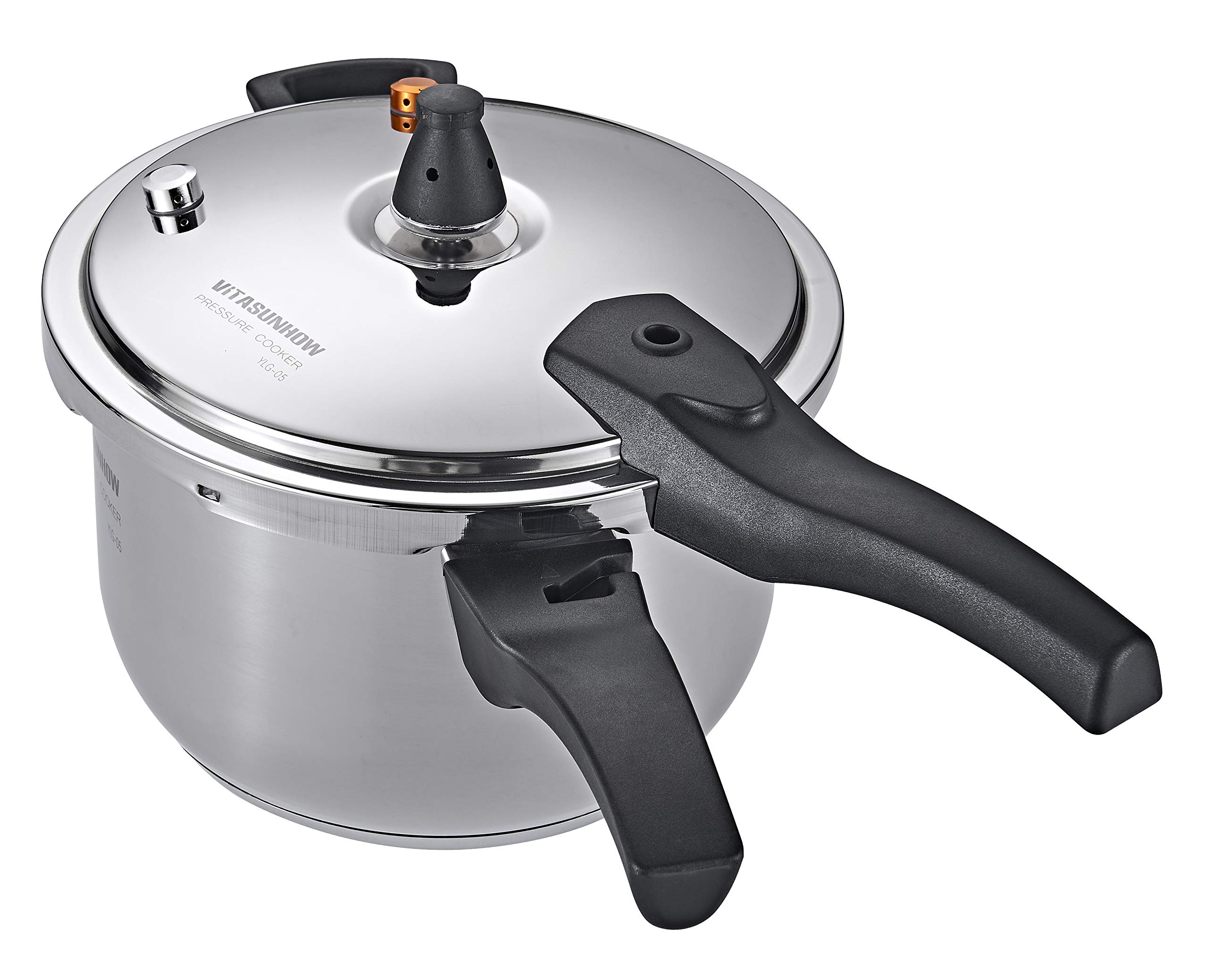 VITASUNHOW Stainless Steel Pressure Cooker with Steamer Basket, Faster Cooking and Safety Pressure Release (9-Liter)