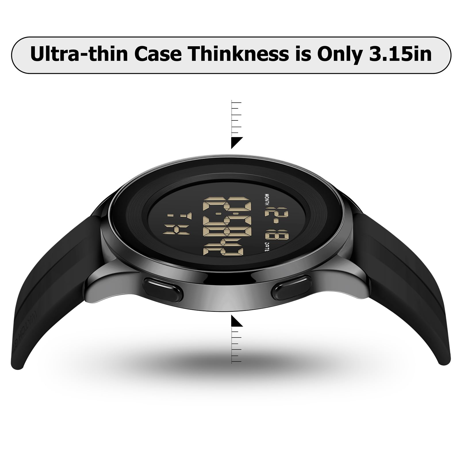 COSSINIGE Mens Digital Waterproof Military Watch for Men Black Dive Tactical Sports Minimalist Ultra-Thin Wrist Watch