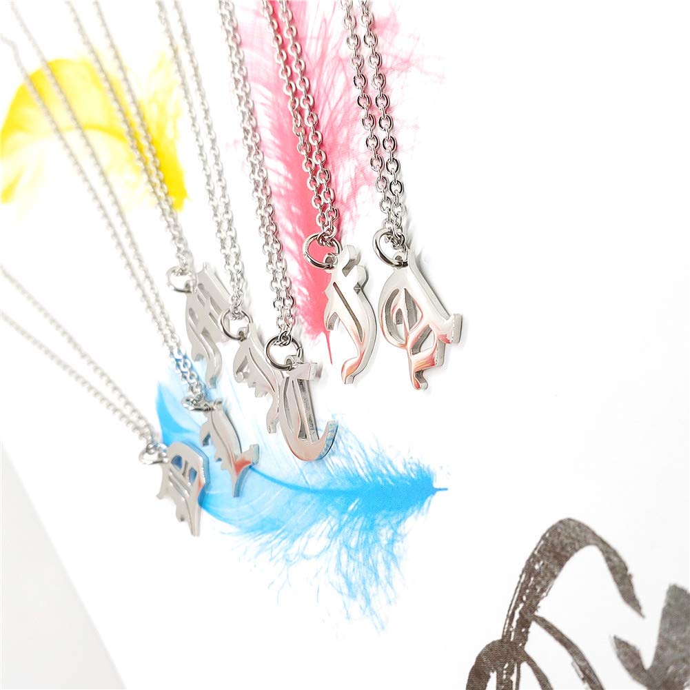 Elefezar Old English Initial Pendant Necklace Letter L Womens Gifts
