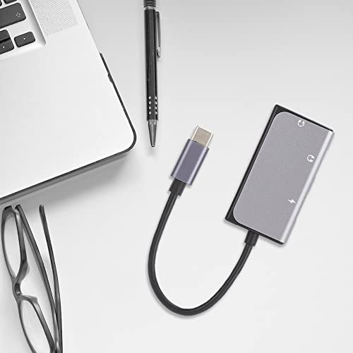 Heayzoki TypeC HUB,TypeC USB 3.5mm Earphone Interface 3 in 1 Aluminum Alloy HUB,with Type C/USB/3.5mm Earphone Three Interfaces,Support Fast Charging