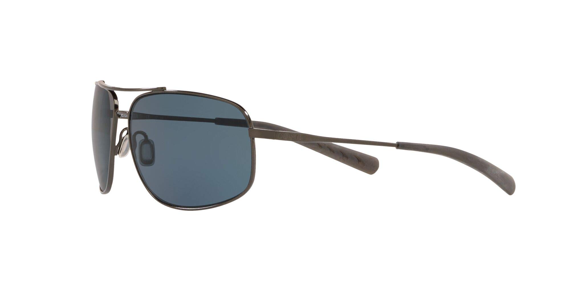 Costa Del Mar Men's Shipmaster Rectangular Sunglasses, Brushed Dark Gunmetal/Grey Polarized-580P, 62 mm