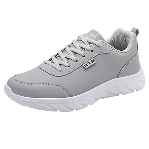 FASDNENDYS Mens Shoes Large Size Casual Leather Laace Up Solid Color Casual Fashion Sneaker Rack for Men Bedroom Size 13 Grey