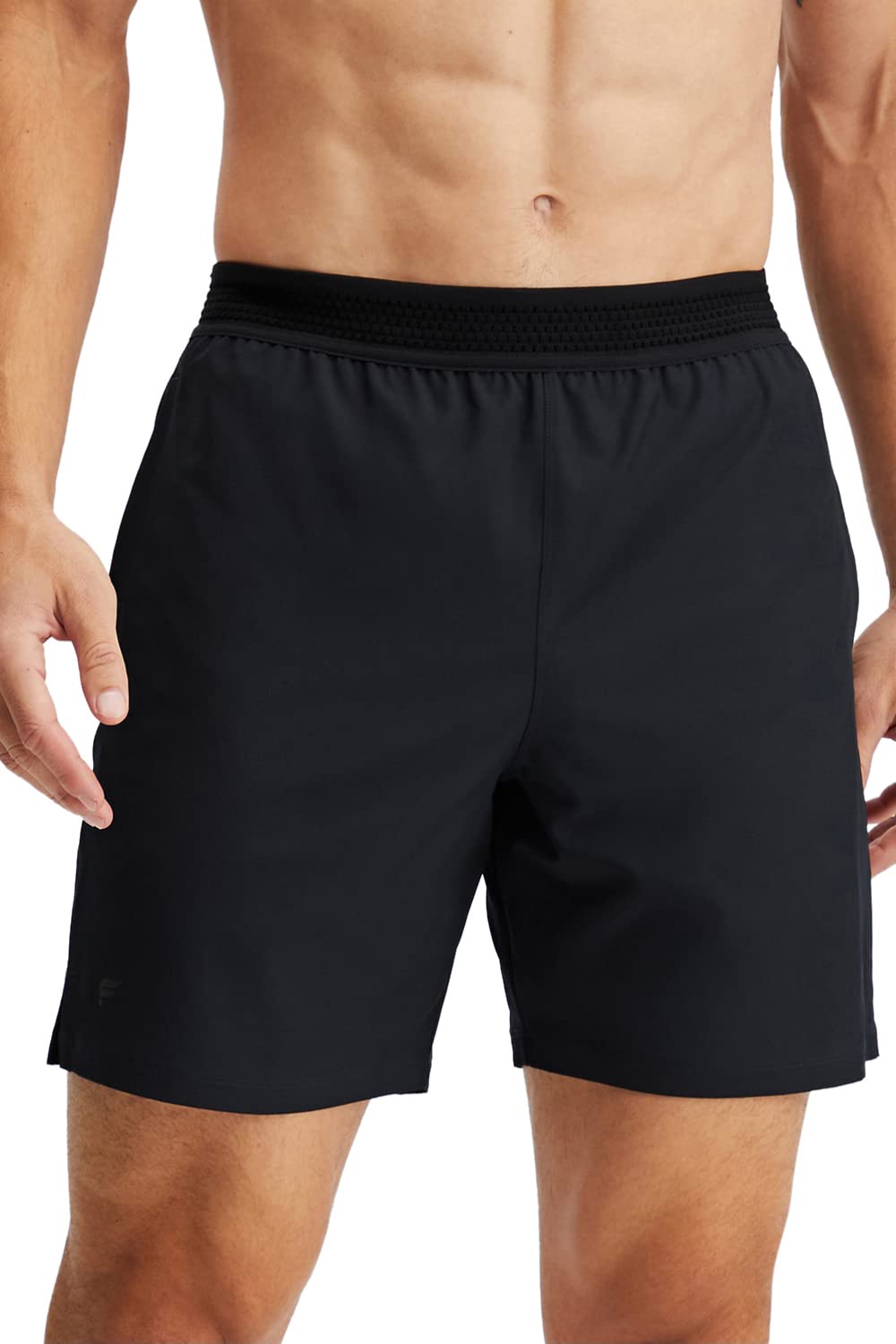 Fabletics Men's The Fundamental Short, Workout, Running, Training, Gym, Yoga, Ultra Lightweight, Athletic, 7" Inseam, M, Fire