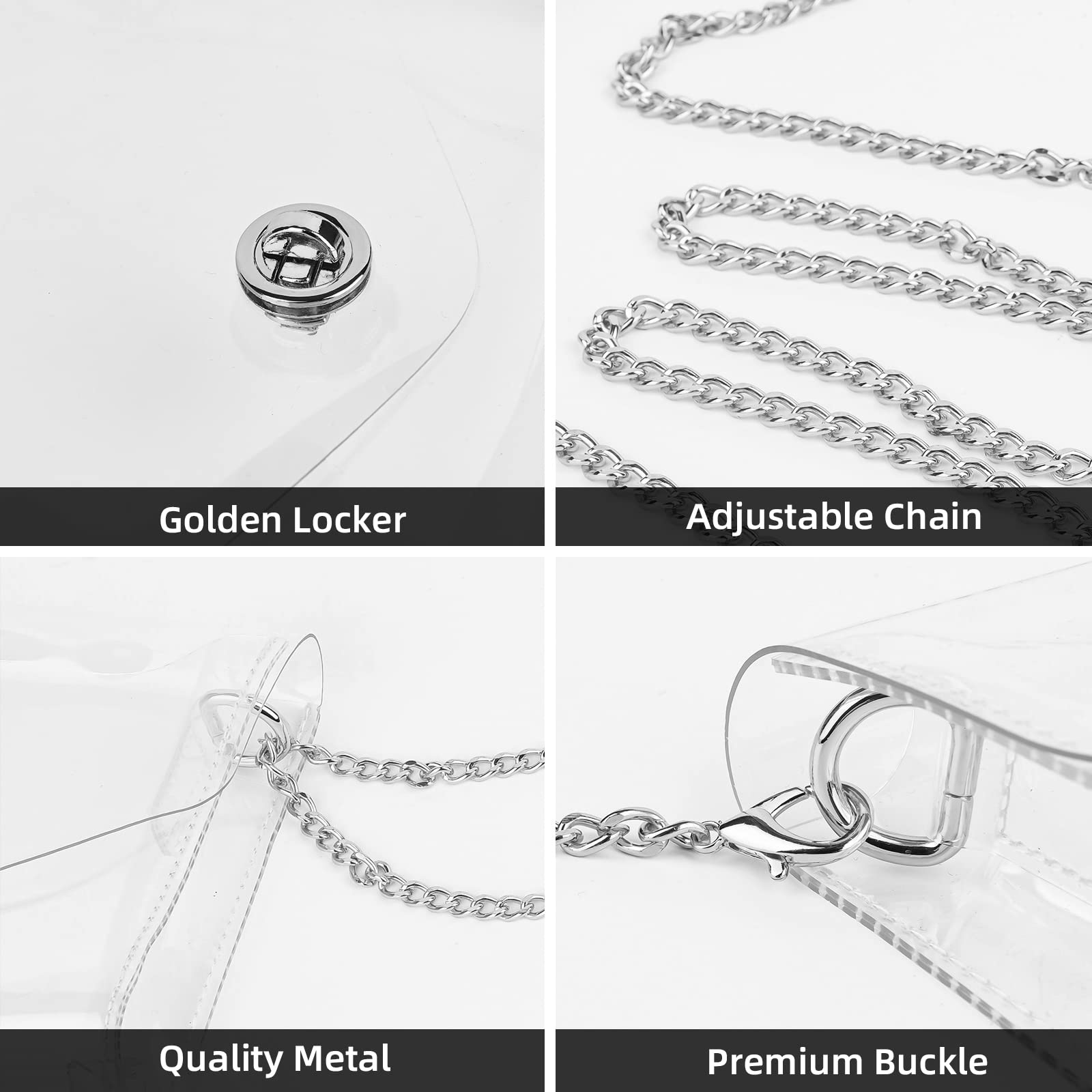 Didida Clear Purse,See Through Transparent Crossbody Bag with an Extra Small Bag,Clear Bags for Women Stadium Approved,Sliver