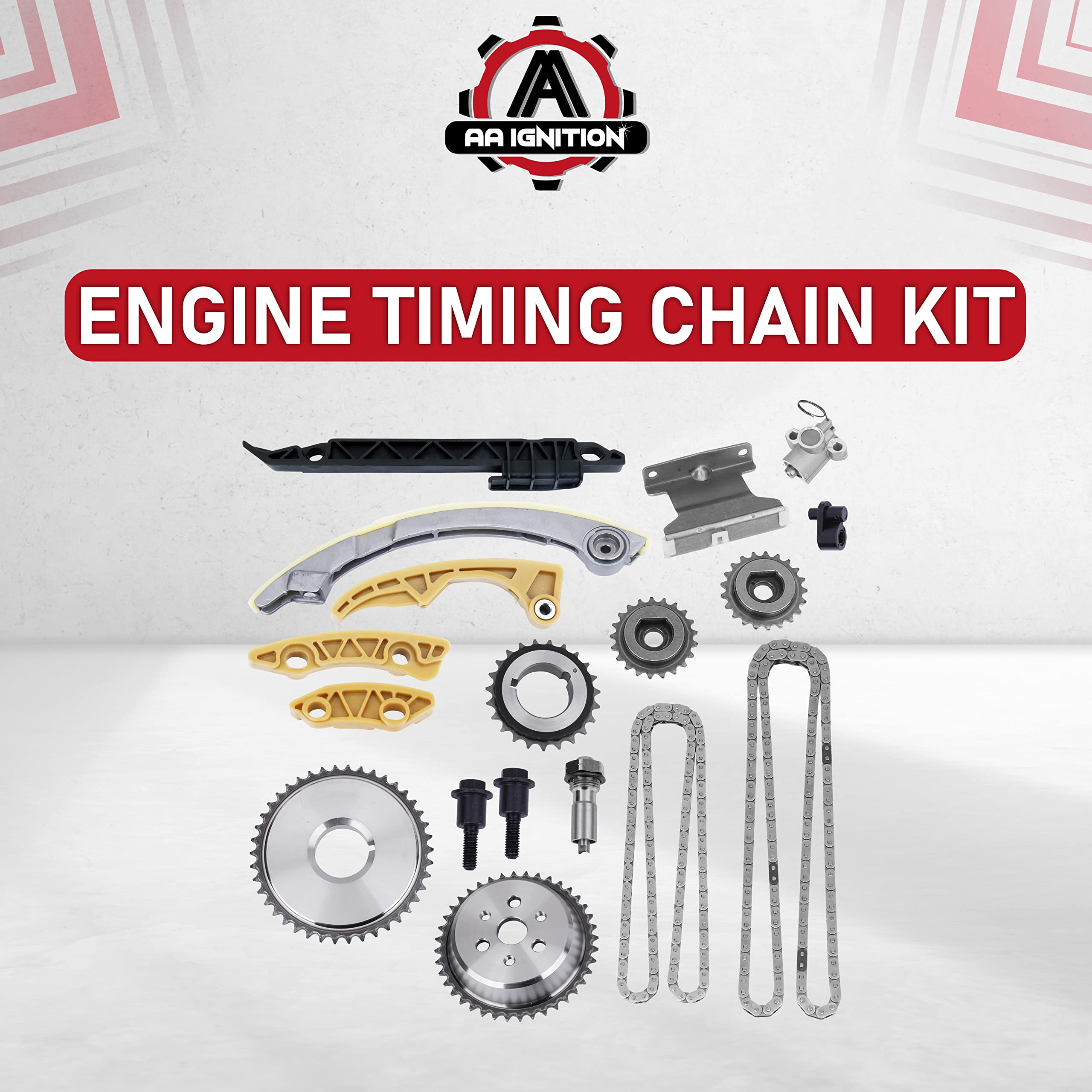 Engine Timing Chain Kit - Compatible with Buick, Chevy, GMC, Pontiac and Saturn - 2.0L, 2.2L, 2.4L - LaCrosse, HHR, Malibu, Terrain, G5, G6, Saab - Replaces 9-4201S, 12680750, 94201SX