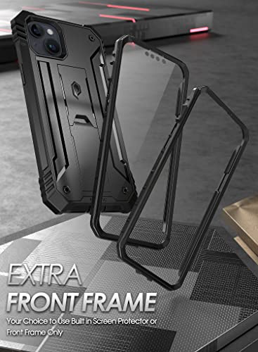 Poetic Revolution Case for iPhone 14 6.1 inch, [20FT Mil-Grade Drop Tested], Full-Body Rugged Shockproof Protective Cover with Kickstand and Built-in-Screen Protector, Black