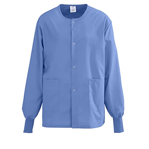 Medline AngelStat Unisex Snap-Front Warm-Up Scrub Jacket, Ciel Blue, Size Small