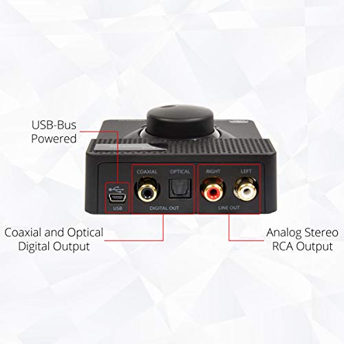 Syba Sonic 24bit 96KHz USB DAC Stereo Headphone Amplifier 2 Stage EQ Digital/Coaxial Output and RCA Output SD-DAC63116