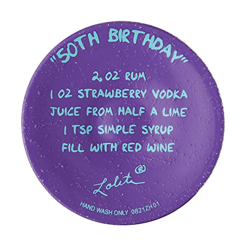 Enesco Designs by Lolita Happy 50th Birthday Hand-Painted Artisan Wine Glass, 1 Count (Pack of 1), Multicolor