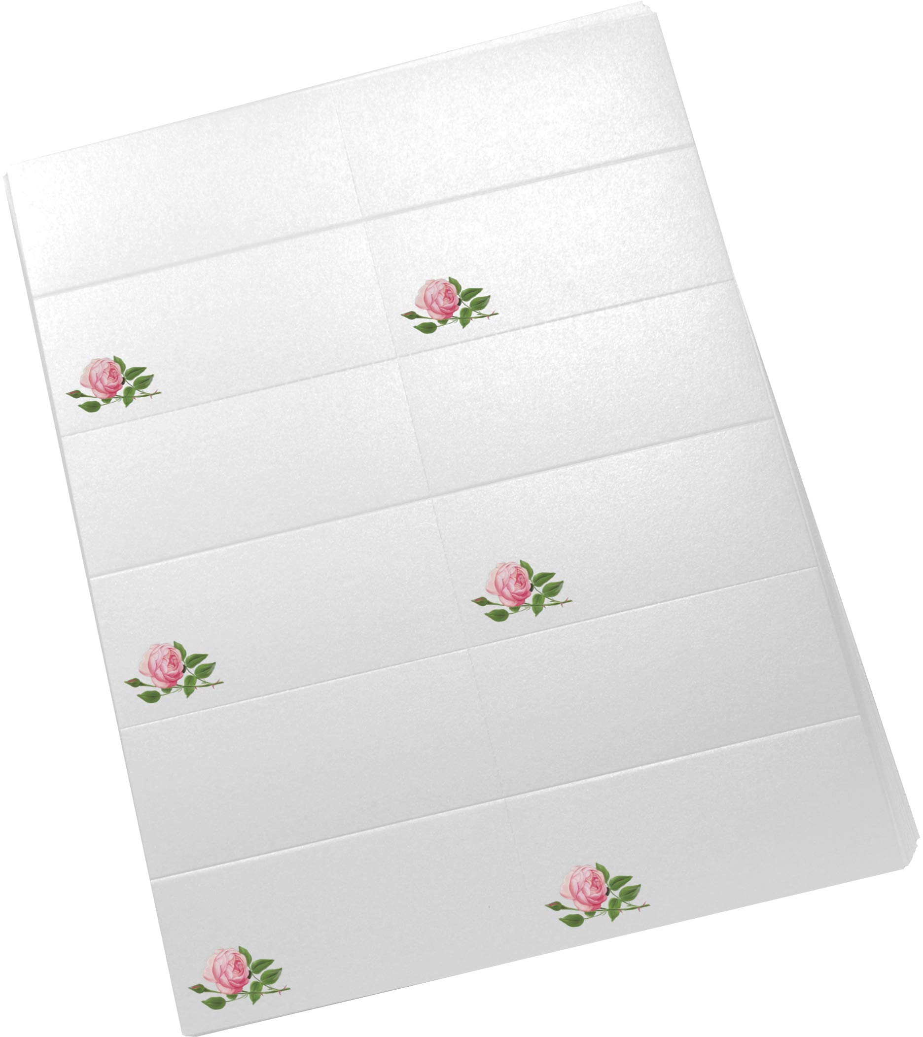 Pink Tea Rose Printable Place Cards, Set of 60 (10 Sheets), Laser & Inkjet Printers - Wedding, Party, Dinner, and Special Events - Made in the USA