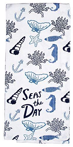 fillURbasket Coastal Kitchen Towels Set Nautical Dish Towels Fish Kitchen Towels Seashell Towels for Kitchen Decorative Hand Dish Drying 15"x25" 100% Cotton