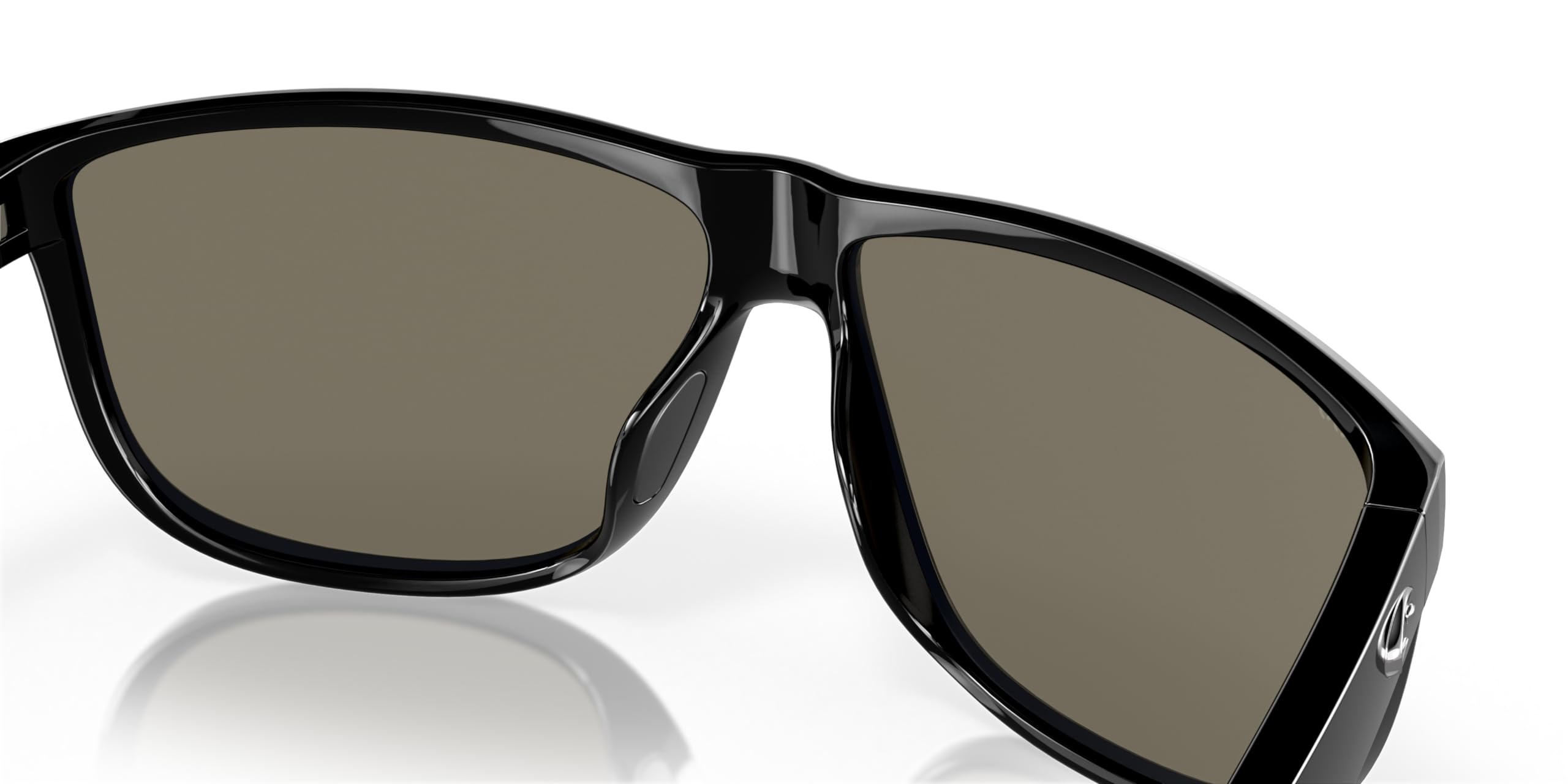 Costa Unisex Sunglasses Shiny Black Frame, Blue Mirror Lenses, 61MM