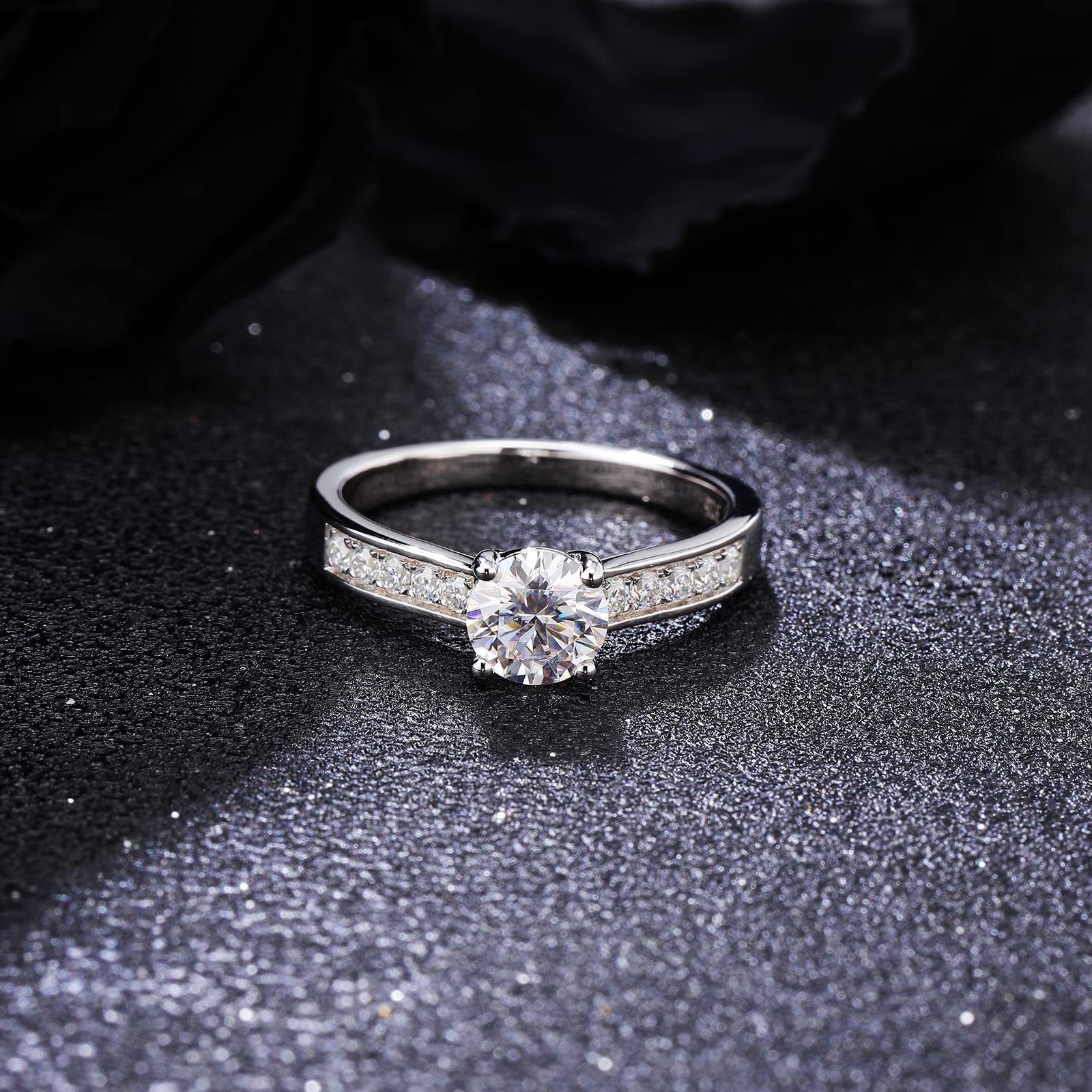 DAYBYDAY Moissanite Rings for Women 925 Sterling Silver 1ct Created Diamond Wedding Rings Moissanite Engagement Ring Size 10