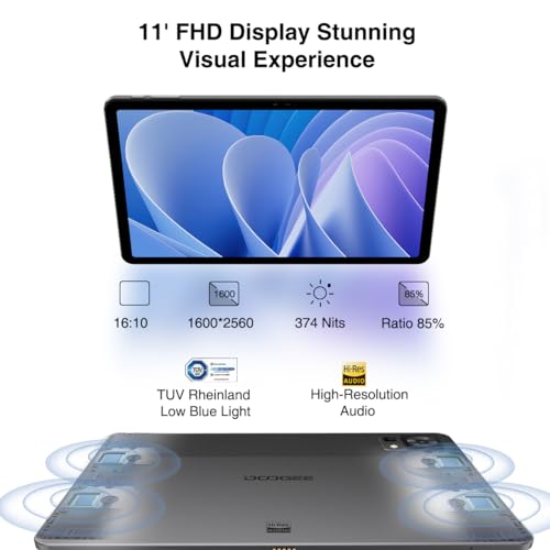 DOOGEE T30 Pro 2.5K Screen 11 Inch Android 13 Tablet Helio G99 CPU 2.2Ghz, 15GB RAM + 256GB ROM, 33W PD Charge 8580mAh Battery, WiFi 4G/5G&BT 5.2, TUV & Hi-Res Certification Android Tablet