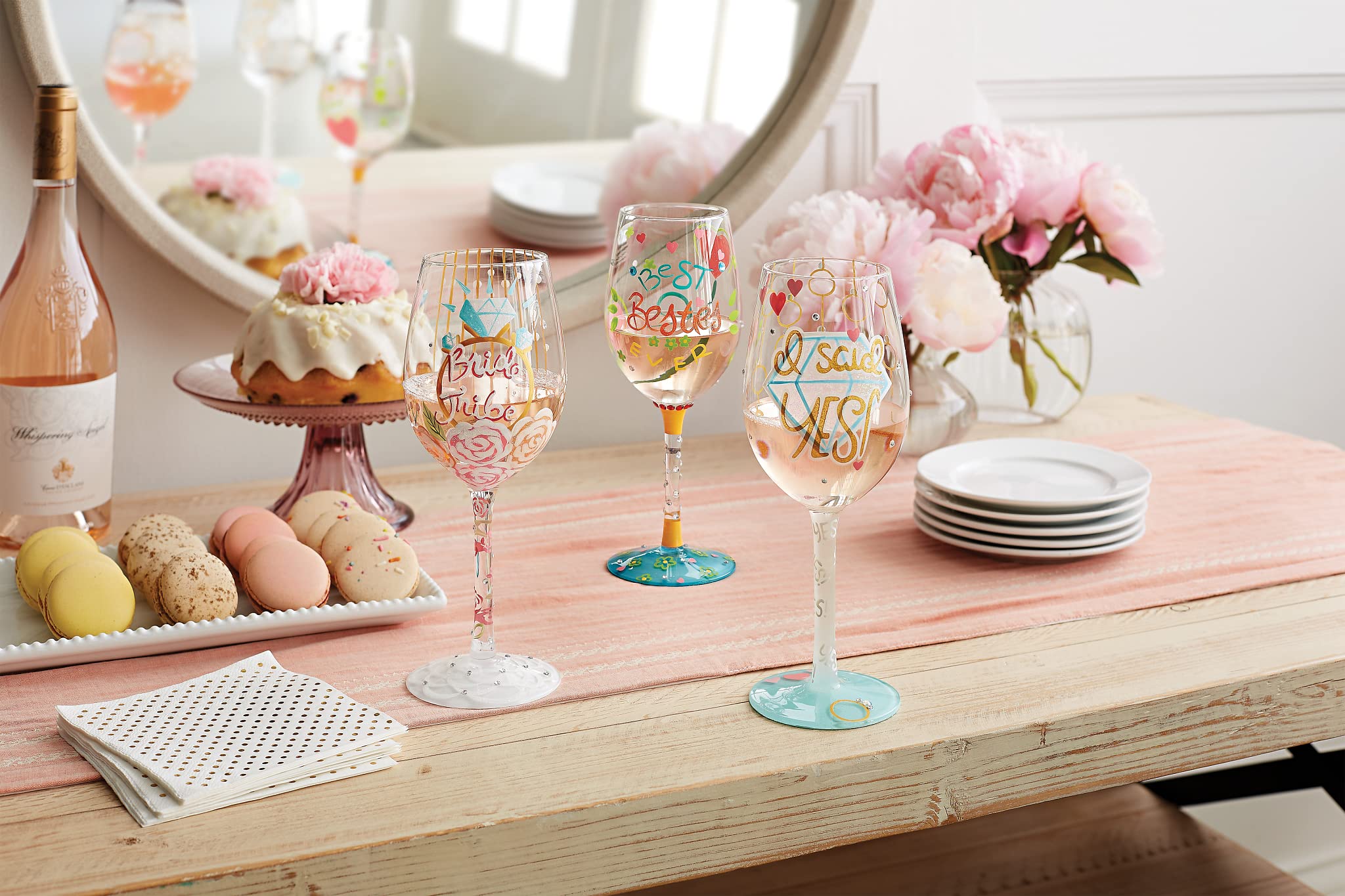 Enesco Designs by Lolita Wedding I Said Hand-Painted Artisan Wine Glass, 15 Ounce, Multicolor
