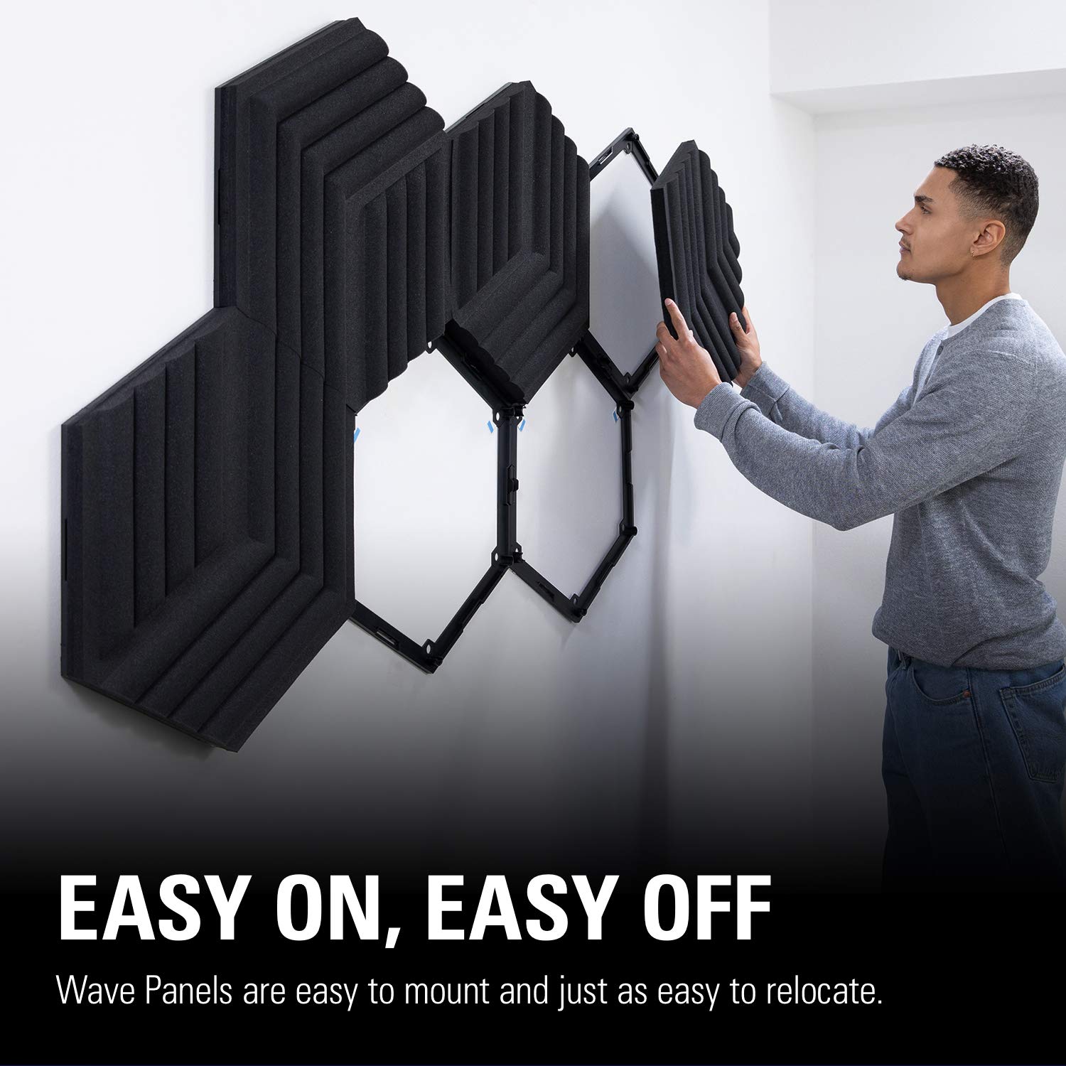 Elgato Wave Panels Starter Set (Black) - 6 acoustic treatment panels, dual density foam, proprietary EasyClick frames, modular design, easy setup and removal