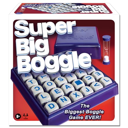 Super Big Boggle with 6x6 Grid and 36 Letter Cubes by Winning Moves Games USA, the Biggest Boggle Game Ever, 4 Minute Sand Timer, for 2 or More Players, Ages 8+ (1165)