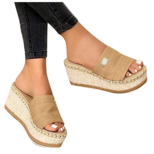 JMMSlmax Sandals for Women Dressy Summer Wide Width Summer Wedges Sandals Platform Casual Summer Middle Heels Open Toe Sandal