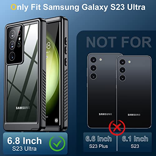 Humixx for Samsung Galaxy S23 Ultra Case,Waterproof Built-in Lens, Screen Protector[Full-Body Shockproof][12FT Military Drop Proof][Dustproof][IP68 Underwater] Protective Phone Case 5G 6.8”-Black