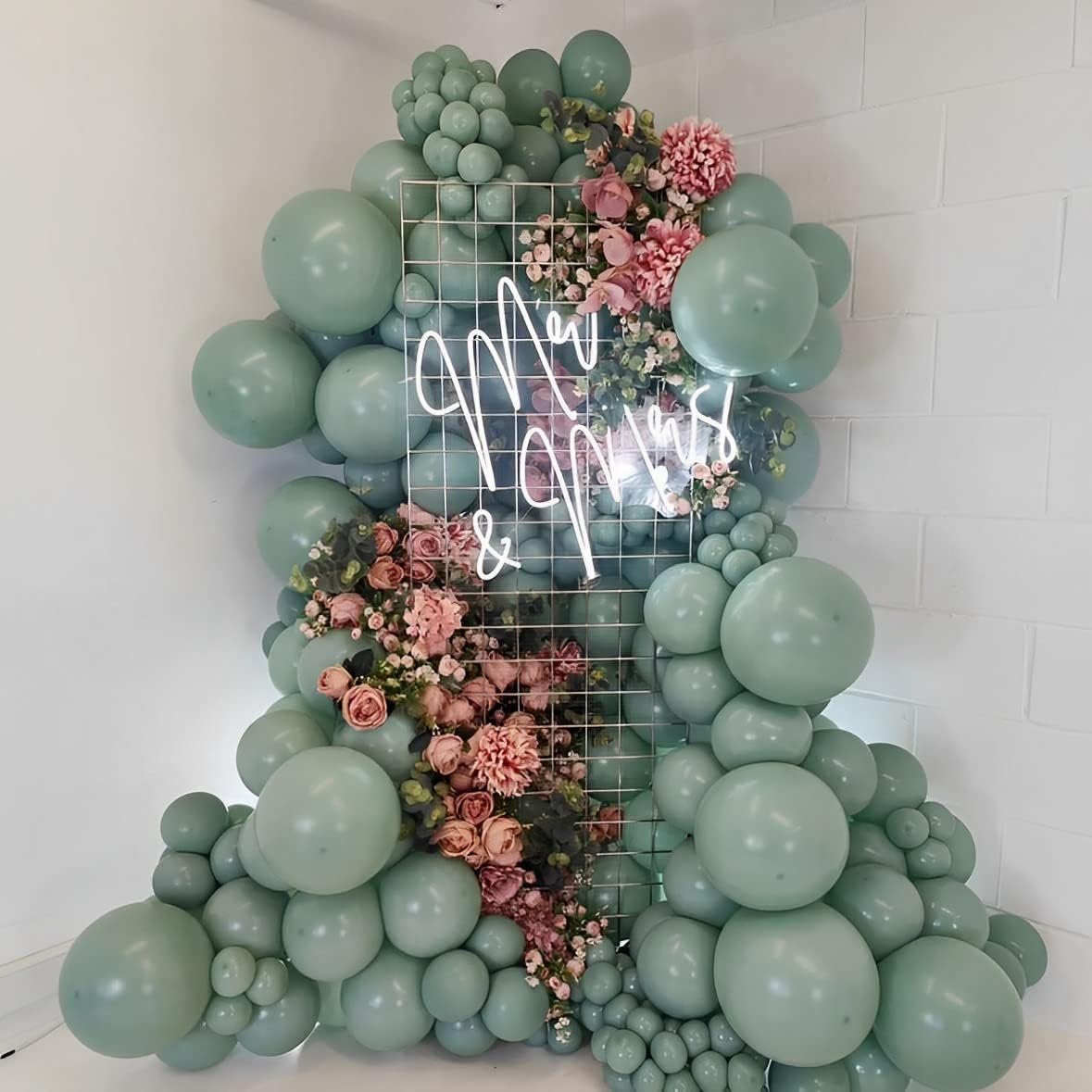 Dusty Green Balloons Garland Arch Kit 143pcs Pastel Dusty Mint Green Balloons Different Sizes 24In 10In 5In Latex Balloon For Birthday Baby shower Wedding Party Decoration