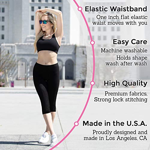 STRETCH IS COMFORT Women's Knee Length Leggings Black Large