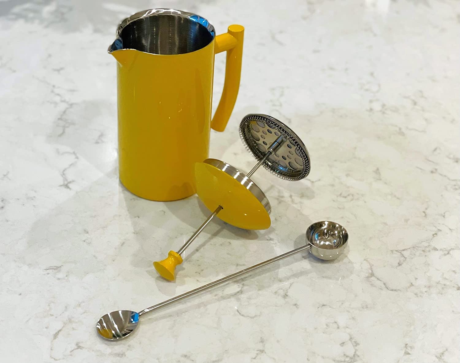 Frieling Double-Walled Stainless Steel French Press Coffee Maker - Snow White - 34 fl oz - Camping French Press Coffee Maker